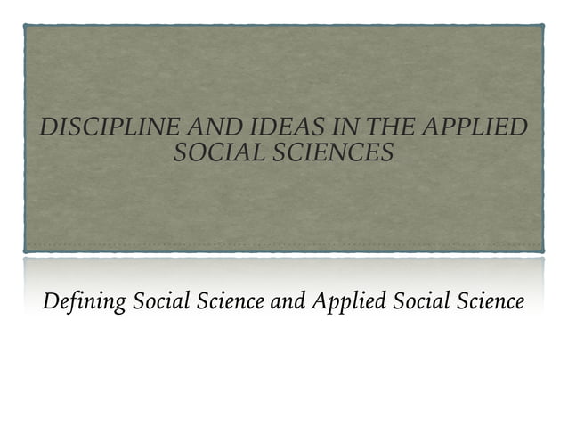 Defining social sciences and applied social sciences | PDF ...