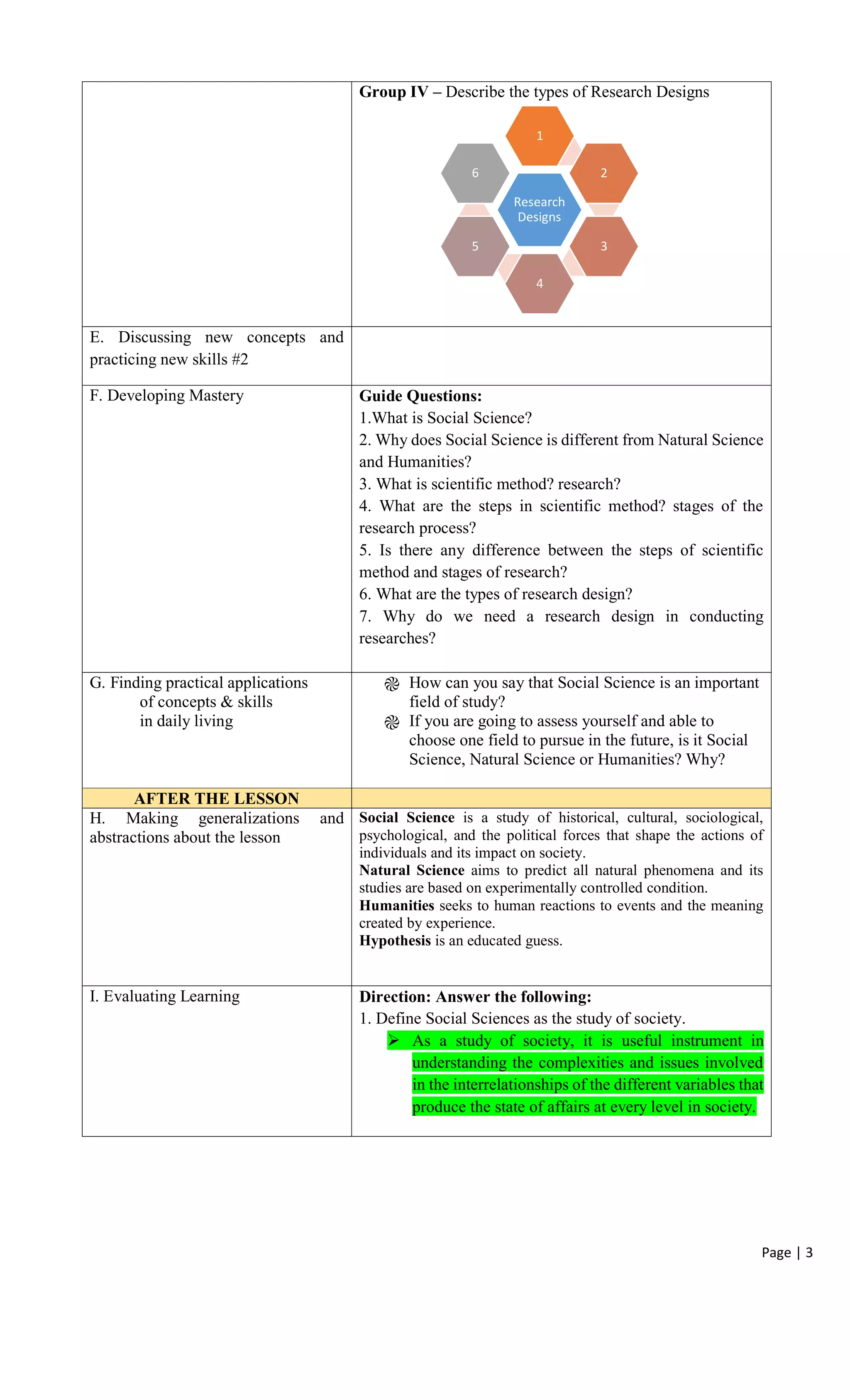 Lesson Plan Defining social sciences as the study of society | PDF