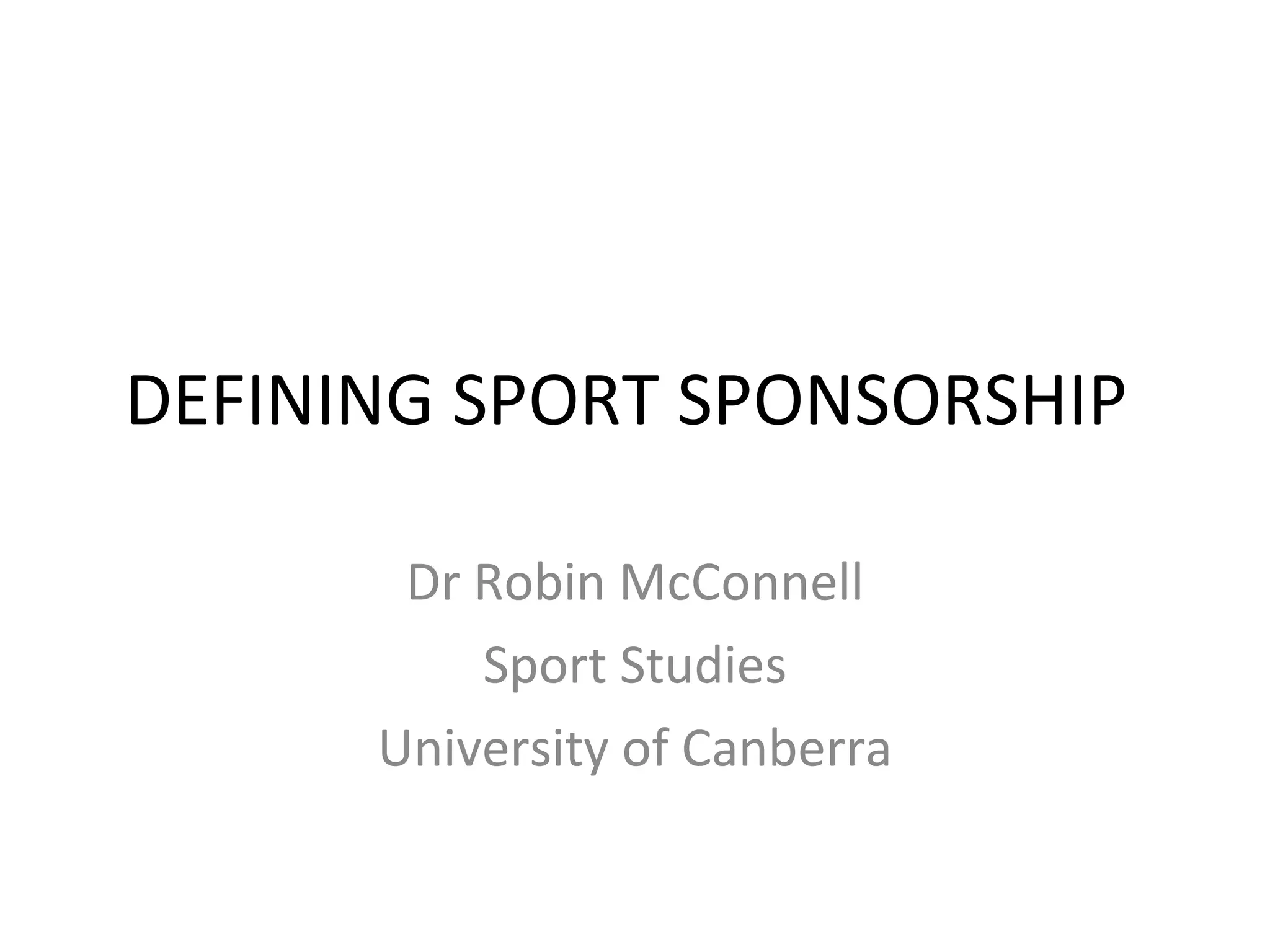 Defining Sport Sponsorship | PPT
