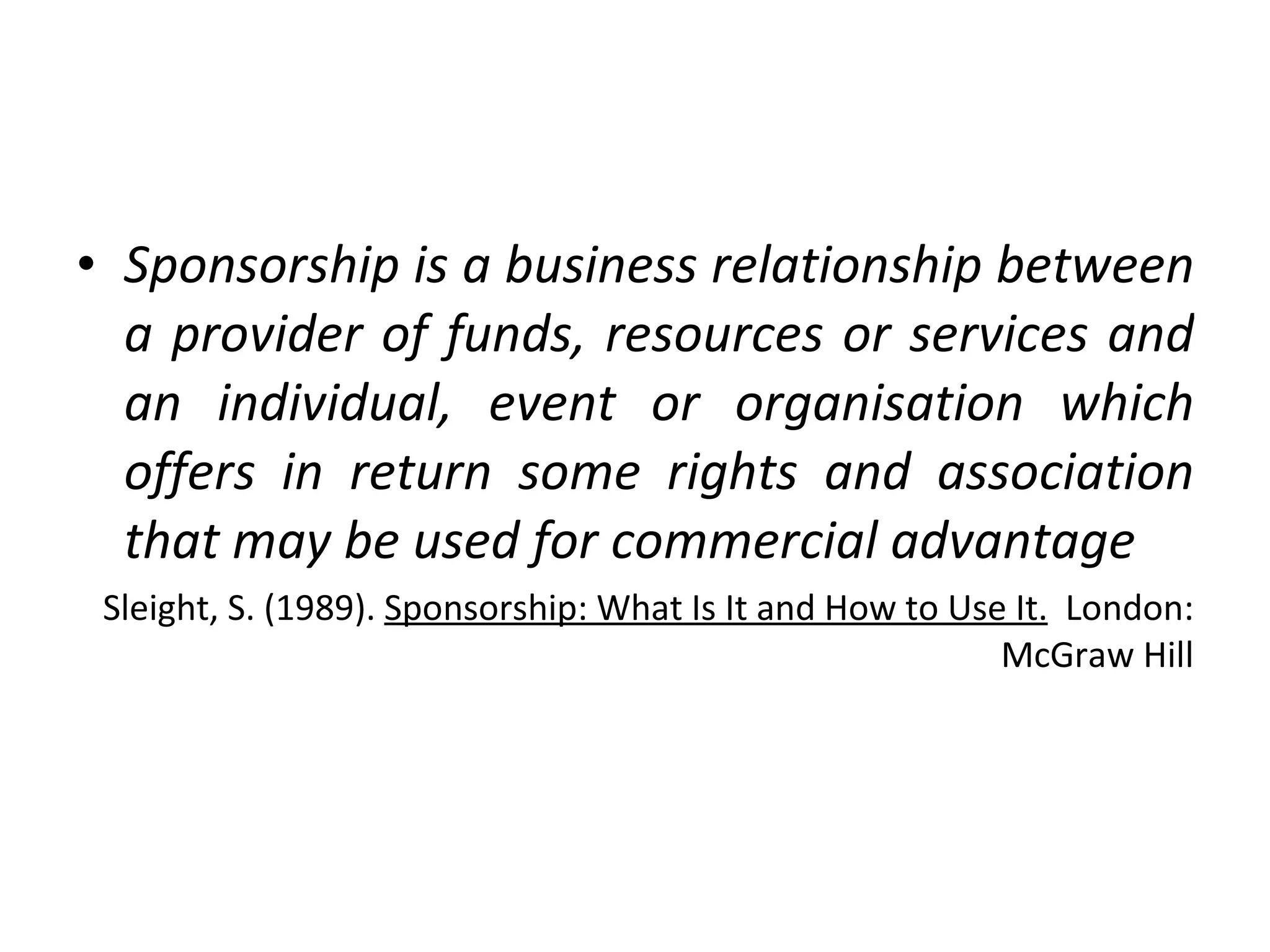 Defining Sport Sponsorship | PPT