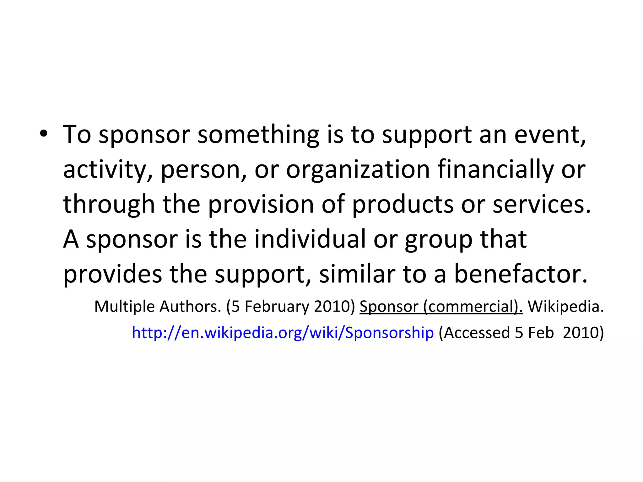 Defining Sport Sponsorship | PPT