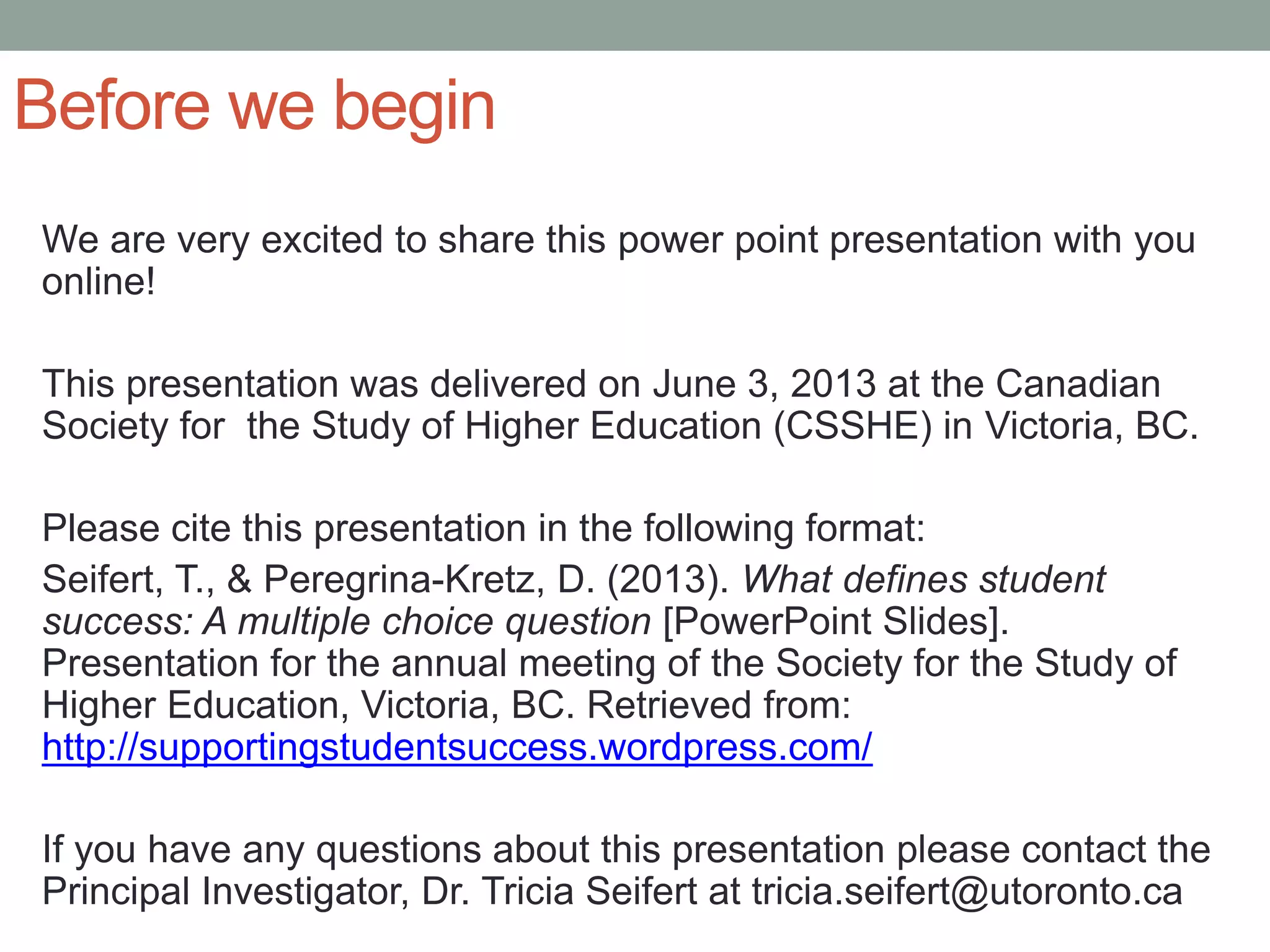 Defining student success ppt | PPT