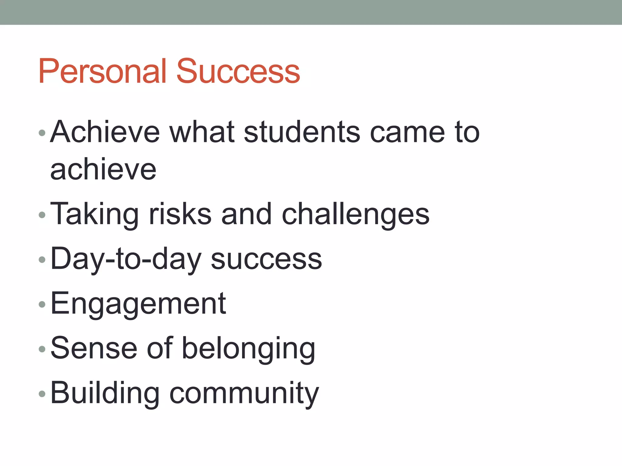 Defining student success ppt | PPTX