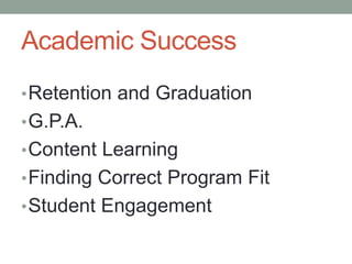 Defining student success ppt | PPTX