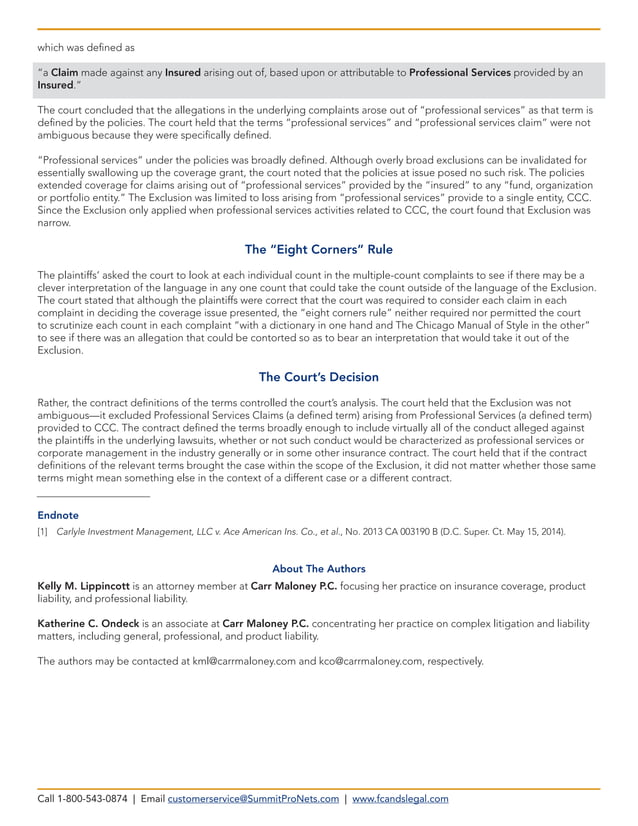 Defining Terms in an Insurance Policy Exclusion: What the "Eight ...