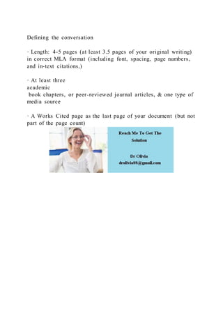 Defining the conversation· Length 4-5 pages (at least 3.5 pages | DOCX