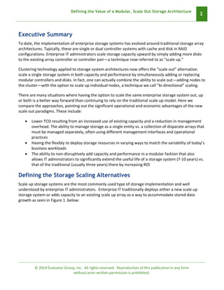 Defining the Value of a Modular, Scale out Storage Architecture | PDF
