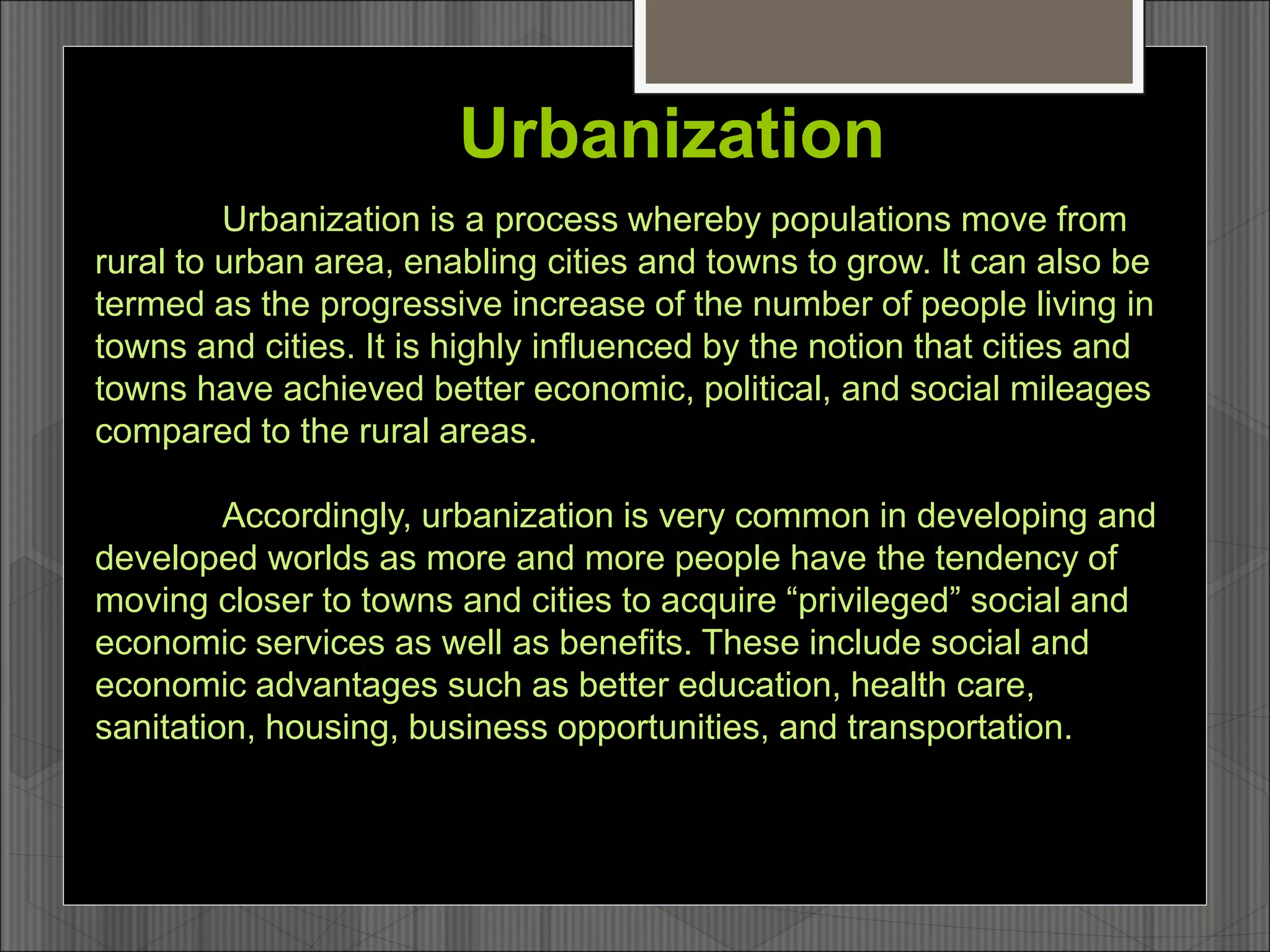 Defining Urban Urbanization and Urbanism | PPT
