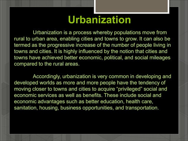 Defining Urban Urbanization and Urbanism | PPT | Indoor Environmental ...