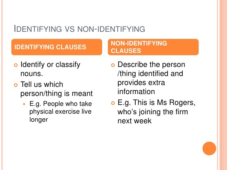 Defining vs non defining relative clauses-advanced Defining vs non defining relative clauses-advanced