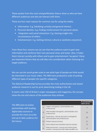 Defining your audience | DOCX | Music | Entertainment