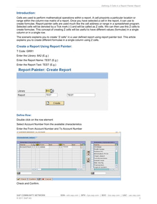 Defining z cells in a report painter report | PDF