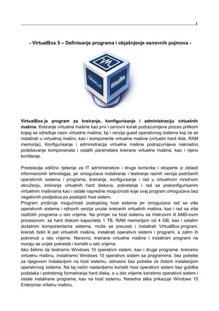 VirtualBox – Definisanje programa i objašnjenje osnovnih pojmova | PDF