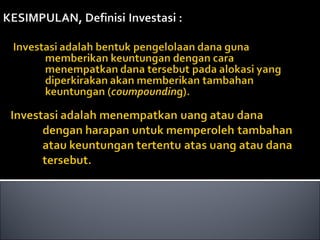 Definisi investasi-pengantar | PPT