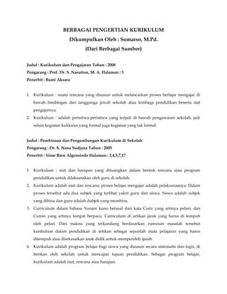 Definisi kurikulum | DOC