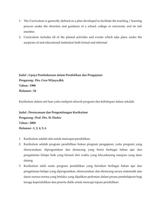 Definisi kurikulum | DOC