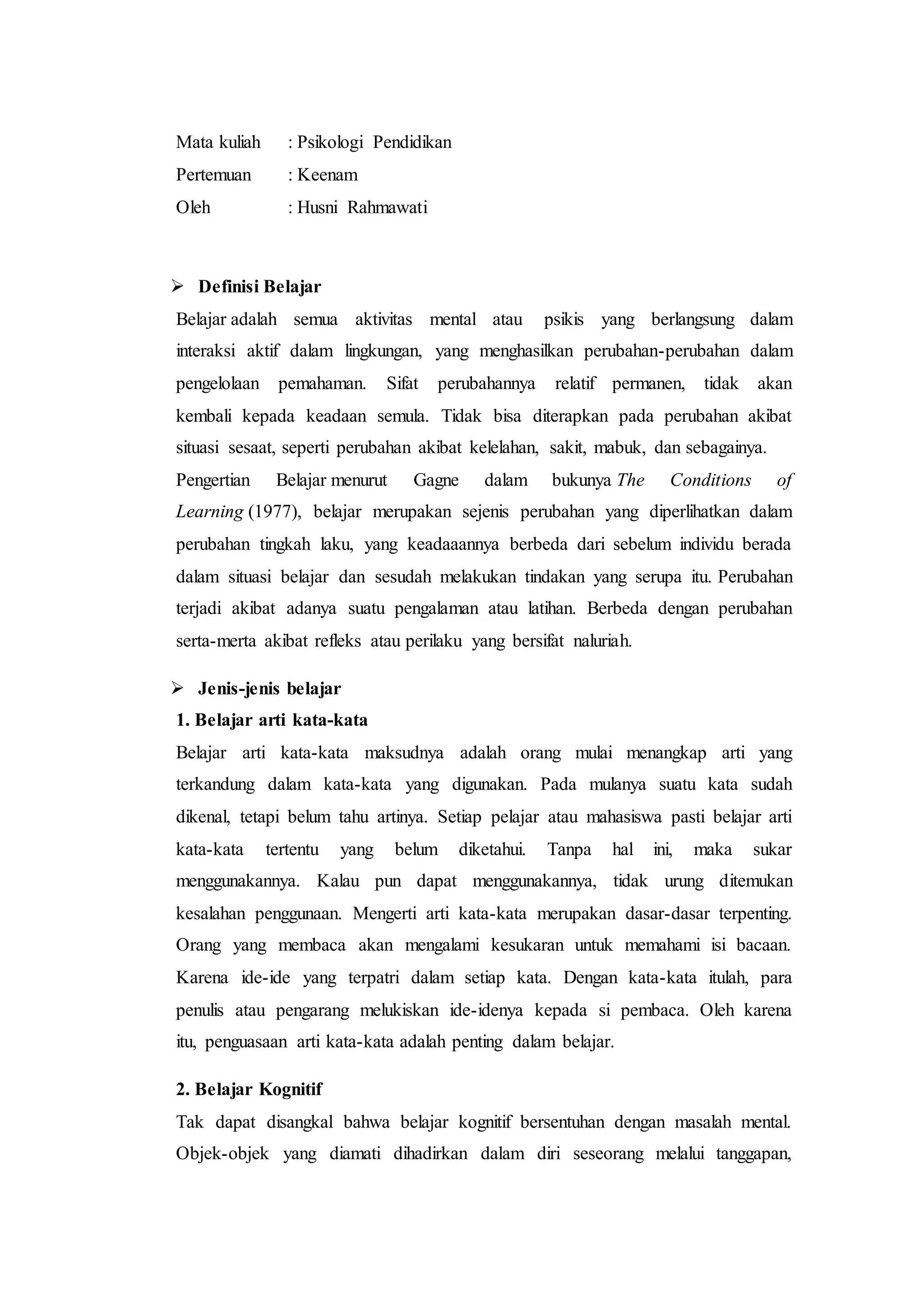 Definisi belajar | PDF