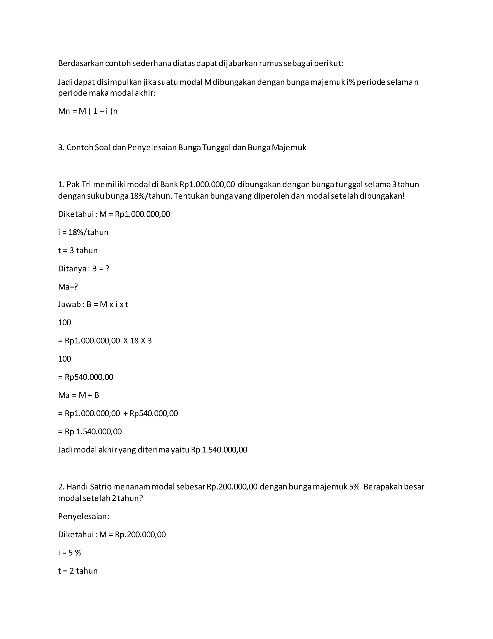 Definisi bunga tunggal dan bunga majemuk | PDF