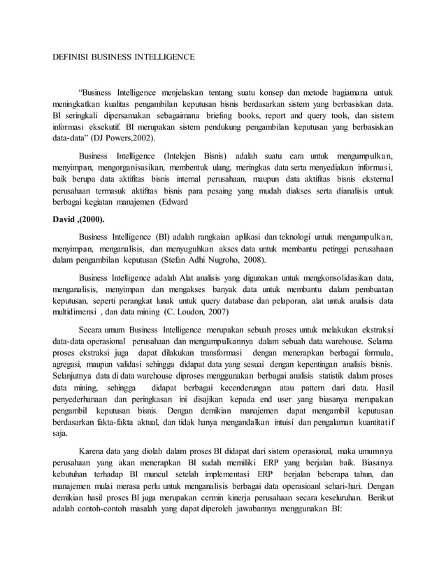 penjelasan business intelligence | PDF
