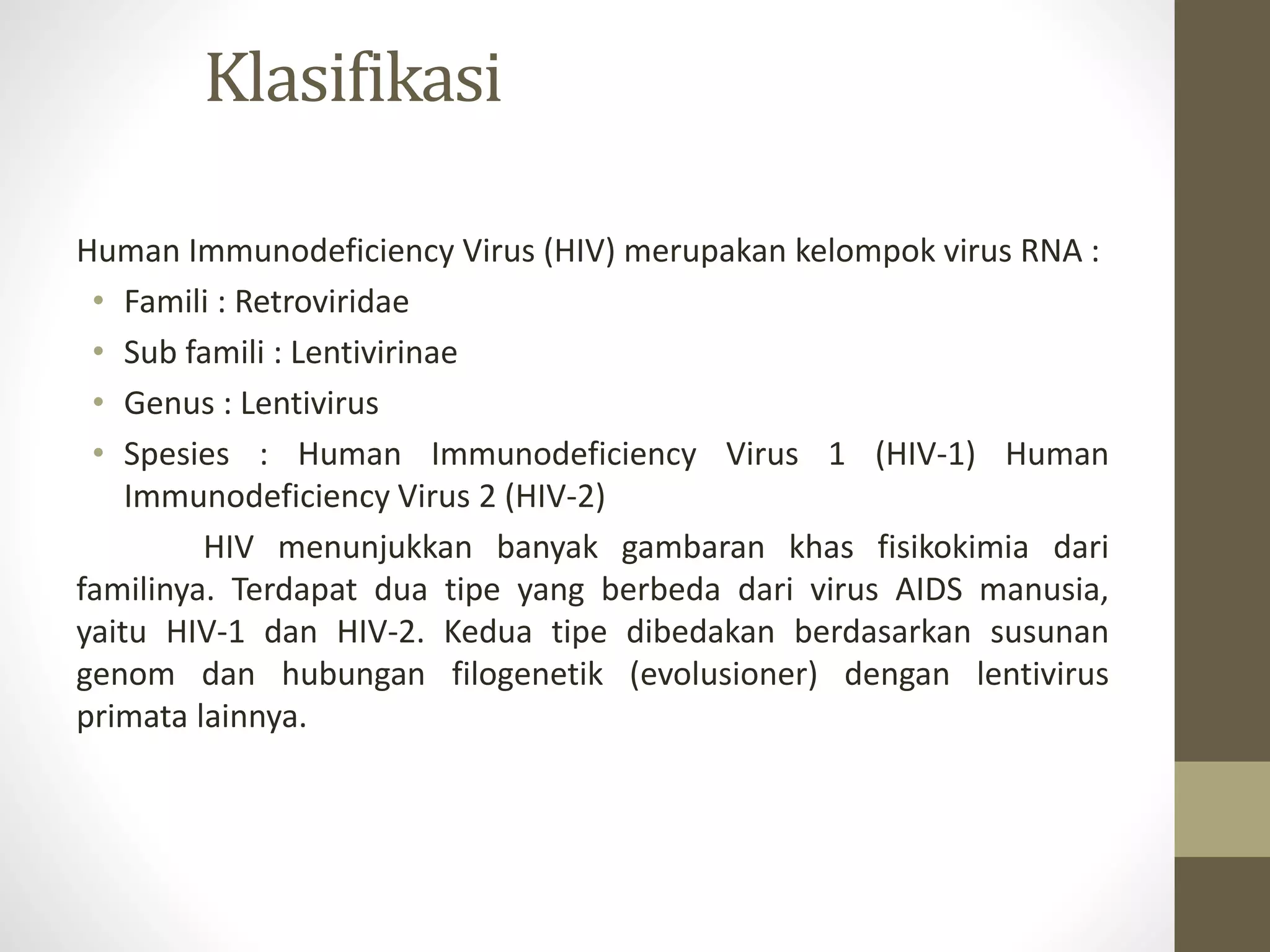 Definisi dan klasifikasi hiv | PPTX