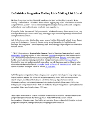 Definisi dan pengertian mailing list | PDF