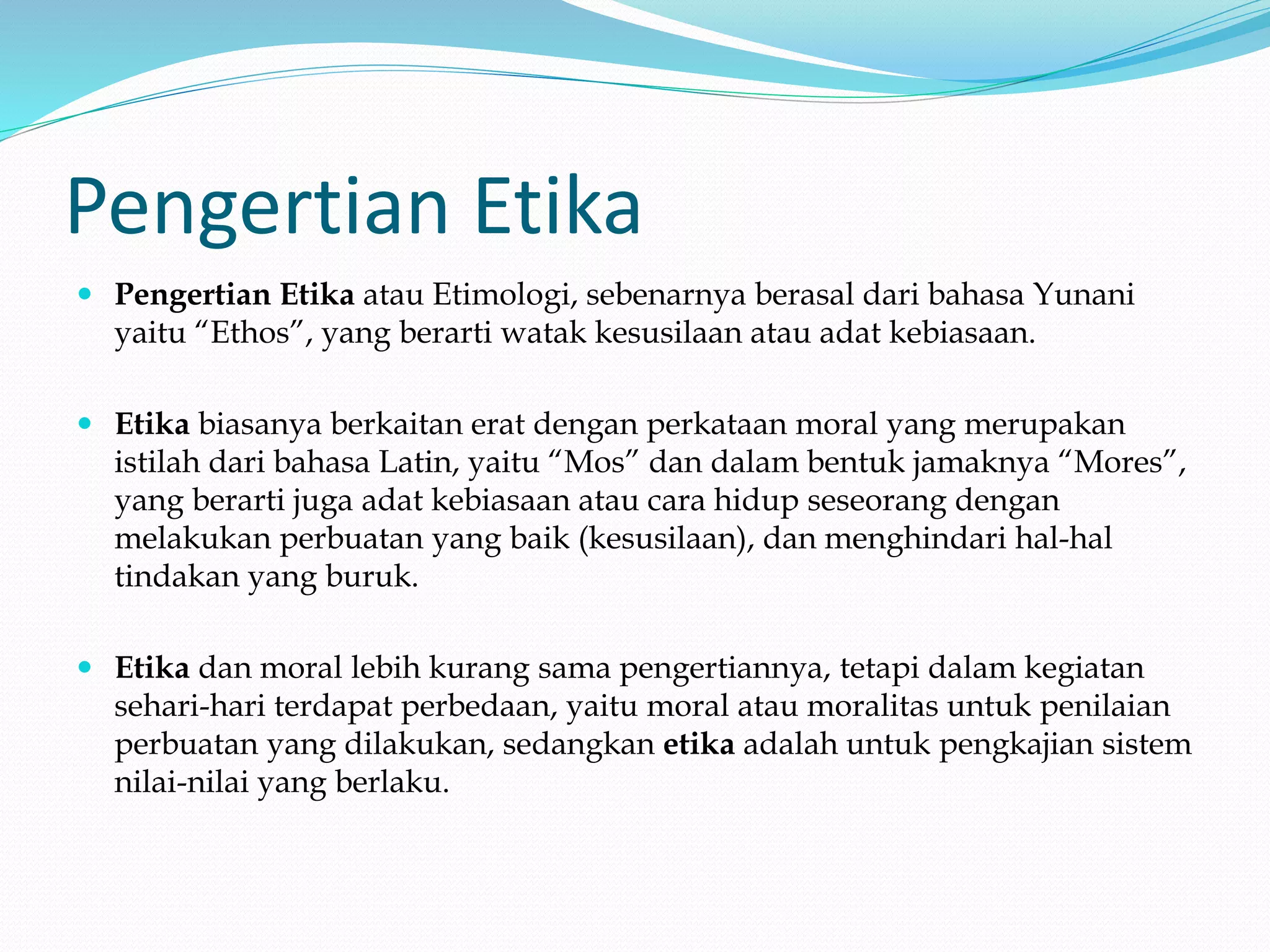 Definisi etika sebagai profesi | PPTX