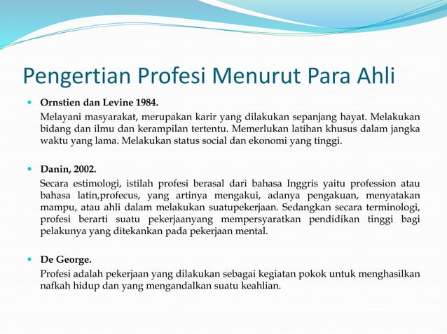 Definisi etika sebagai profesi | PPTX