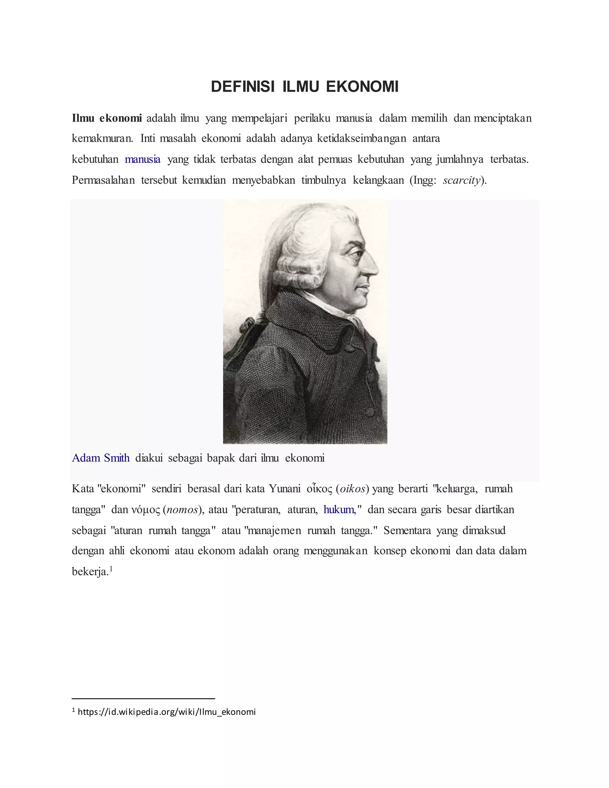 Definisi ilmu ekonomi | PDF