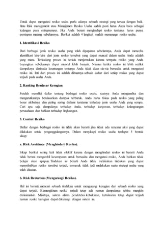 Definisi resiko usaha | DOCX