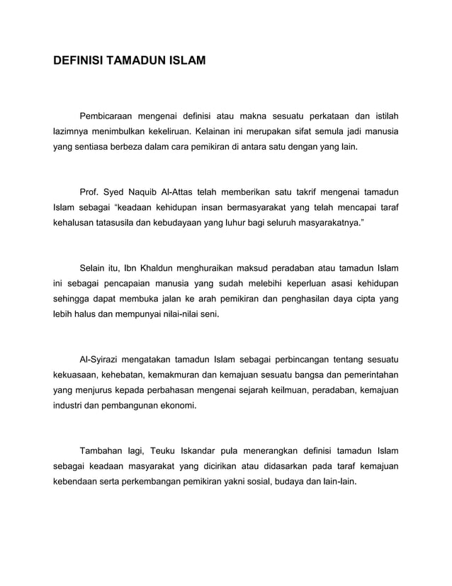 Definisi tamadun islam | DOCX
