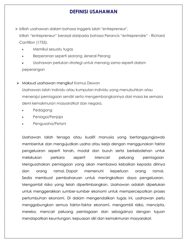 Definisi usahawan dan keusahawanan | DOCX