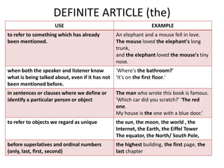 Definite and indefinite articles | PPTX | Geography | Science