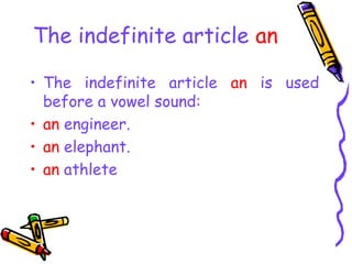 Definite and indefinite articles | PPT