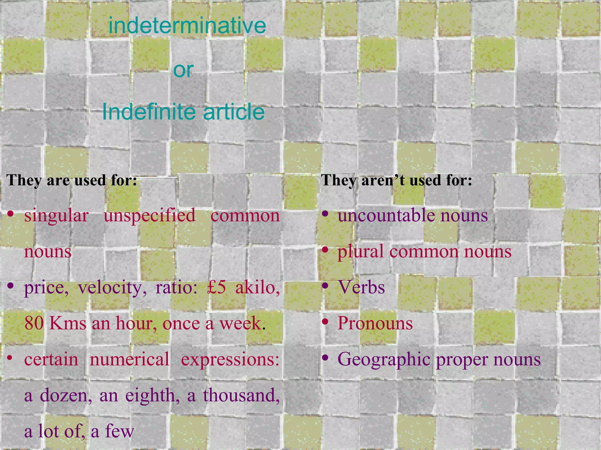 Definite and indefinite articles | PPT