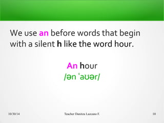 Definite and indefinite articles: a an-the | PPT