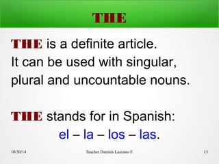 Definite and indefinite articles: a an-the | PPT