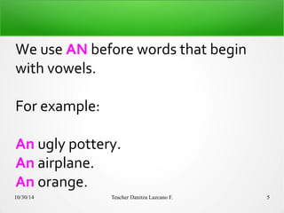 Definite and indefinite articles: a an-the | PPT