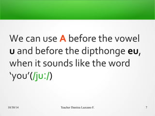 Definite and indefinite articles: a an-the | PPT