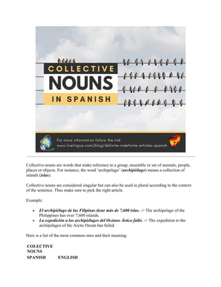 Definite and Indefinite Articles in Spanish | PDF
