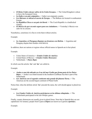 Definite and Indefinite Articles in Spanish | PDF