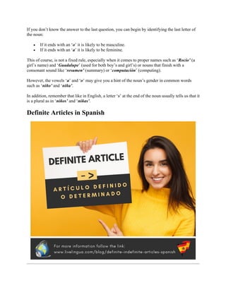Definite and Indefinite Articles in Spanish | PDF