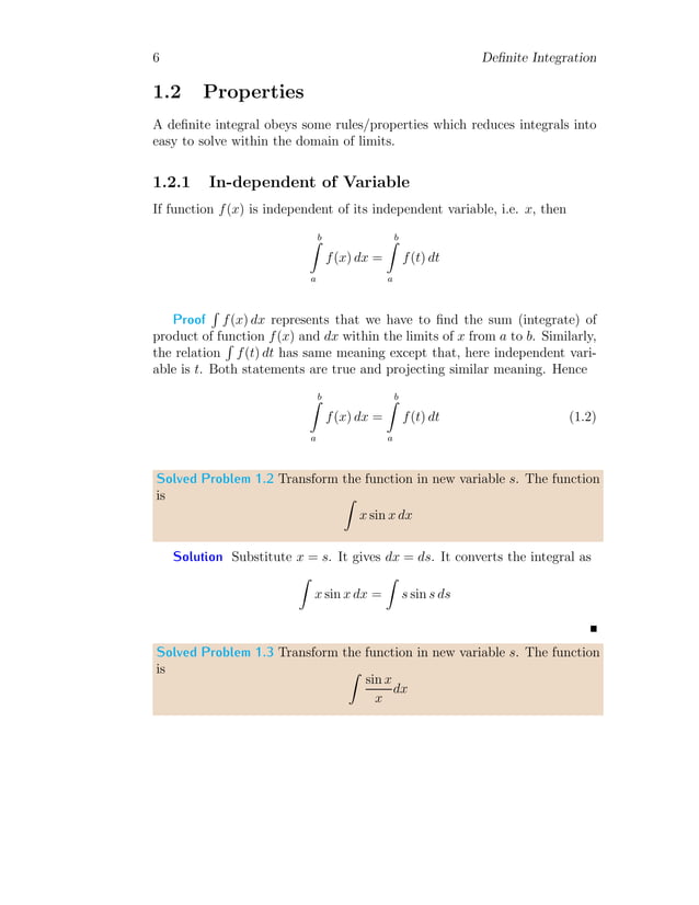 Principle of Definite Integra - Integral Calculus - by Arun Umrao | PDF