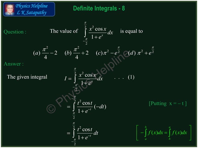 Definite Integrals 8/ Integration by Parts | PPTX | Physics | Science