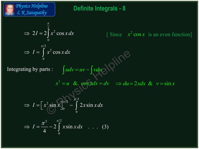 Definite Integrals 8/ Integration by Parts | PPTX | Physics | Science