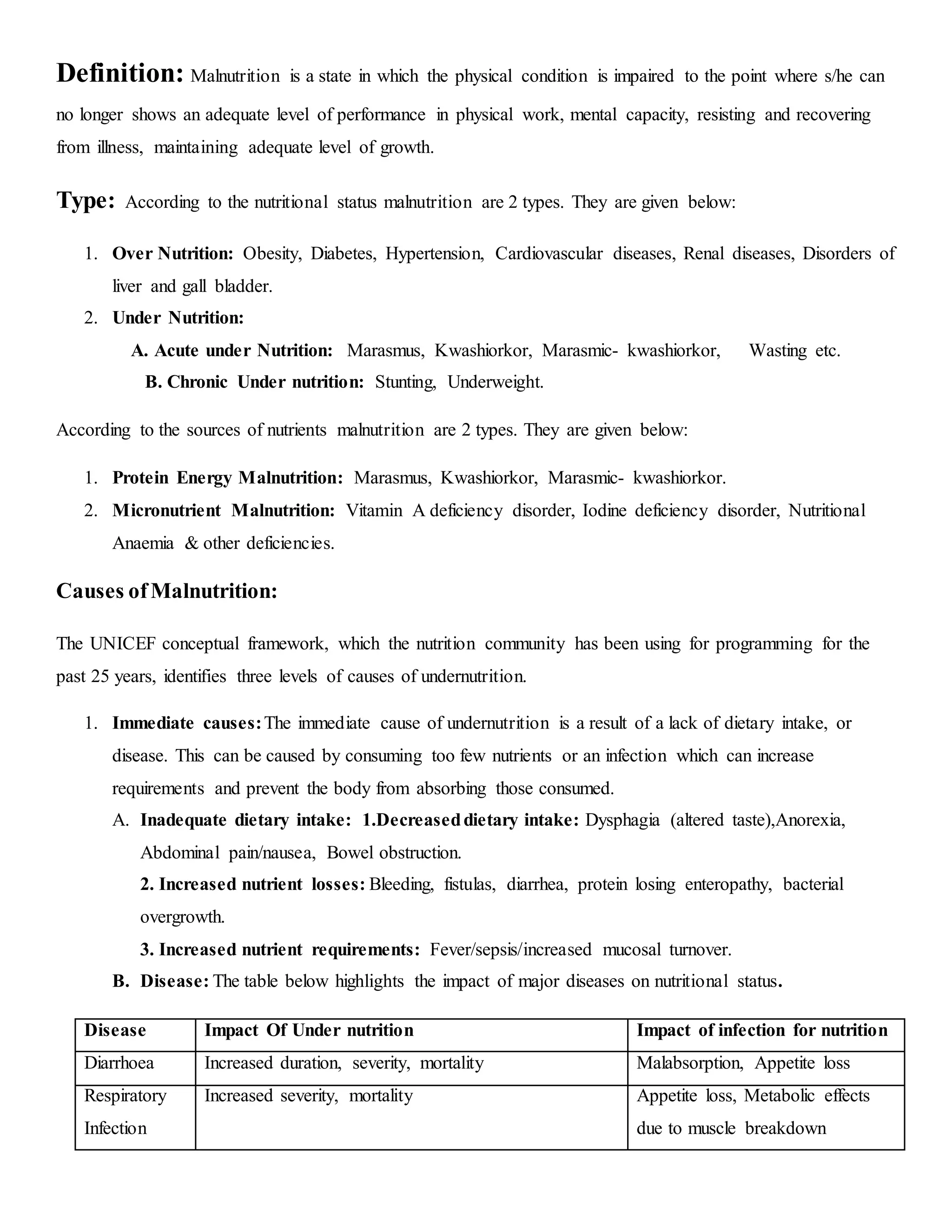 Malnutrition types,causes | DOCX