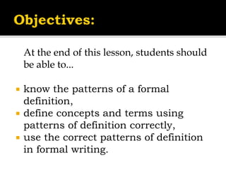Patterns of Definition | PPT