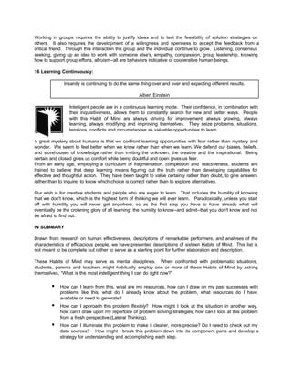 Definition Of Habits Of Mind | PDF