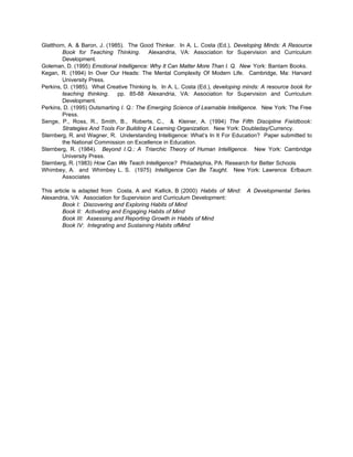 Definition Of Habits Of Mind | PDF