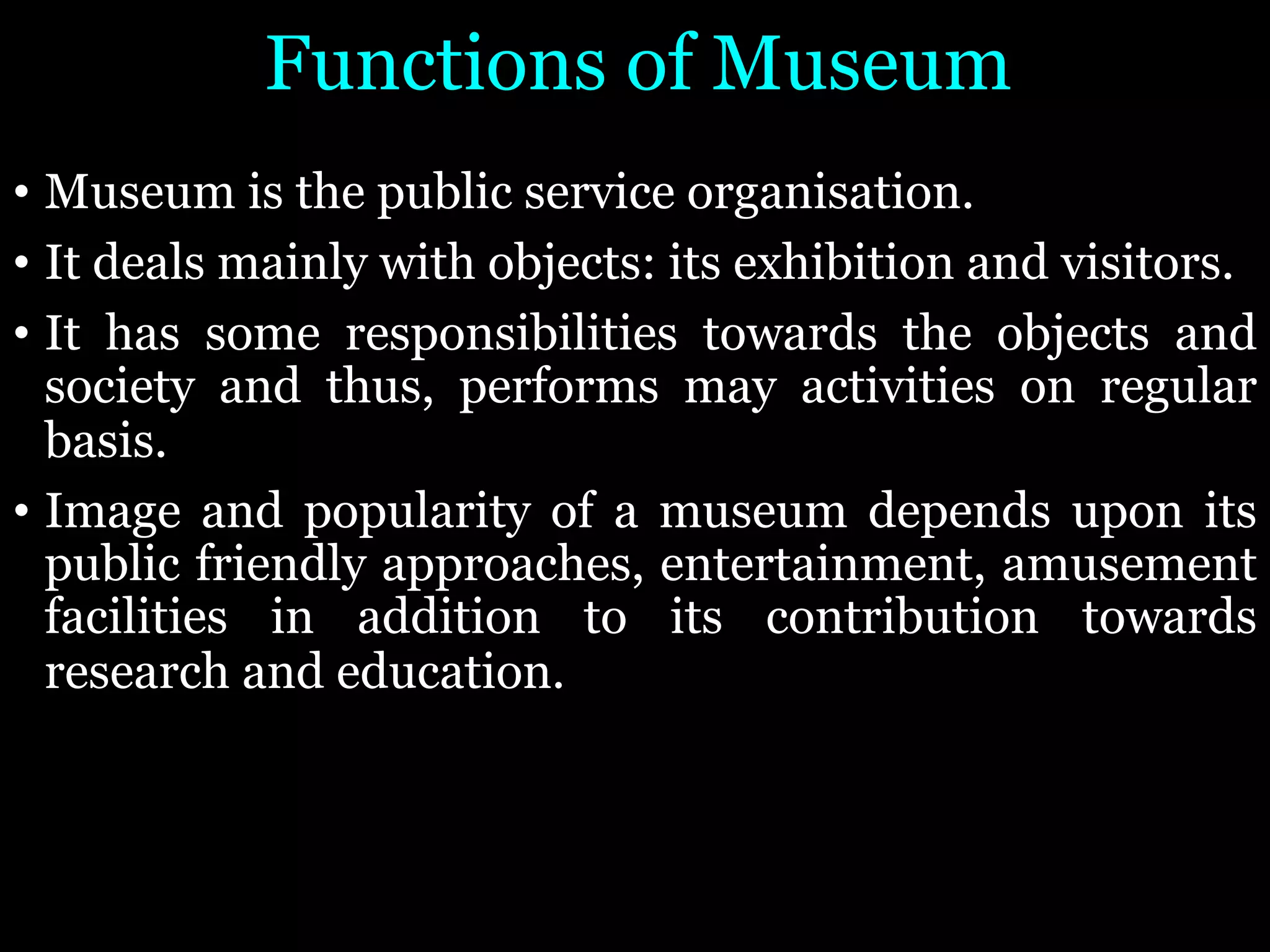 Definition, Aims and Scope of Museums | PDF