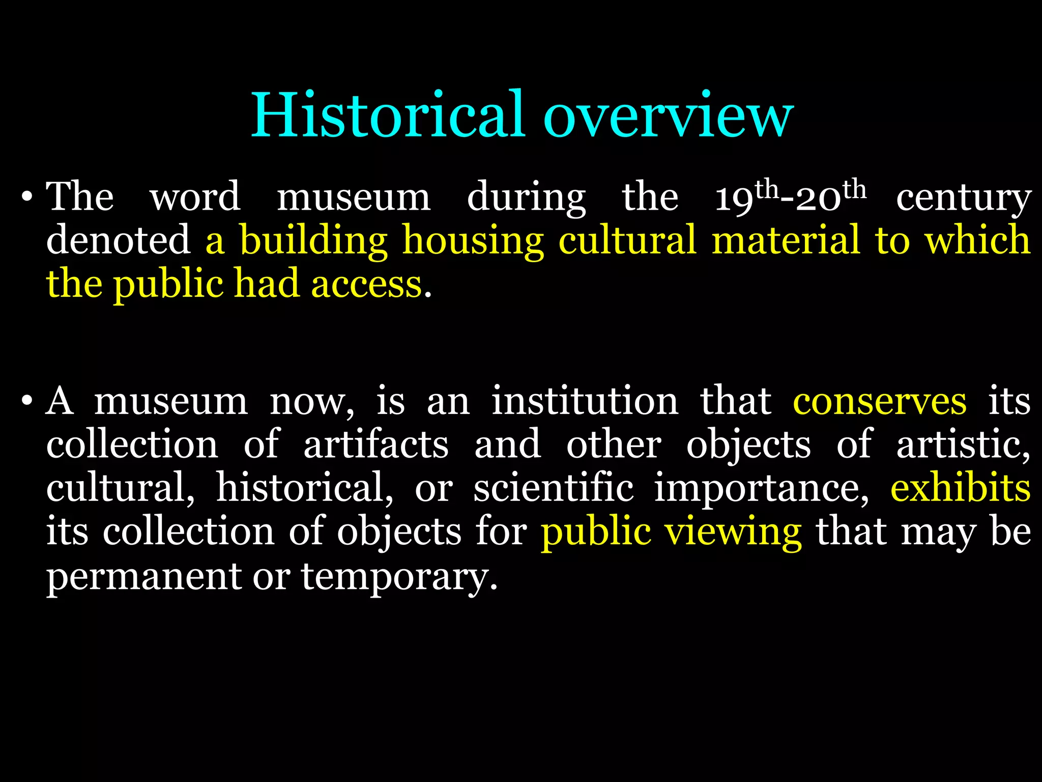 Definition, Aims and Scope of Museums | PDF